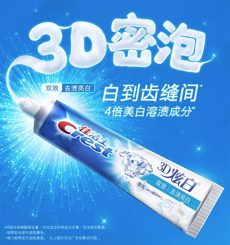 佳洁士3D炫白双效牙膏去黄去牙渍口气清新男女家庭实惠装官方正品-阿里巴巴