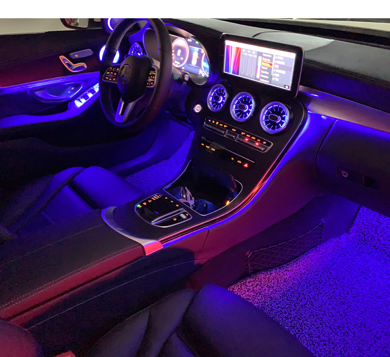 适用奔驰汽车出风口氛围灯C级glc涡轮前后发光内饰c200L改装配件-阿里巴巴