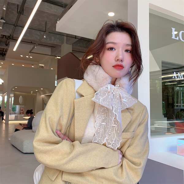 Dickey collar coat detachable collar faux fur scarf pure and fresh bud ...