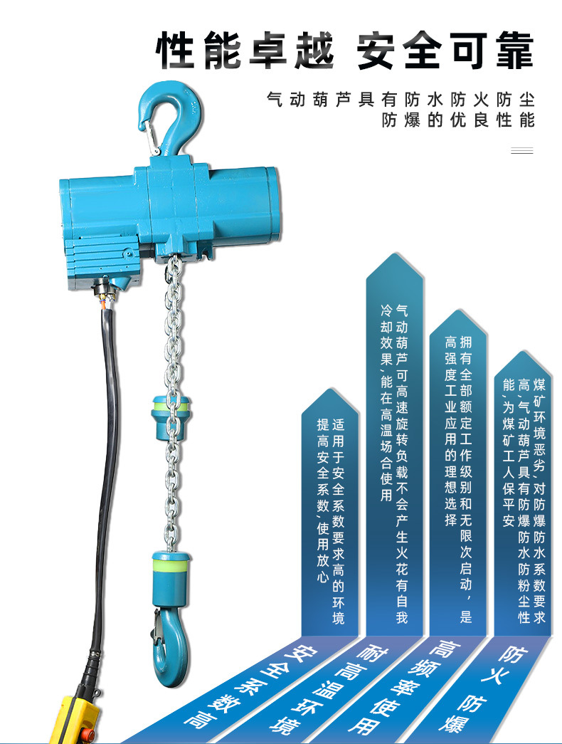 矿用气动葫芦固定运行1T2T3吨6m12米低净空防尘气动防爆葫芦-阿里巴巴
