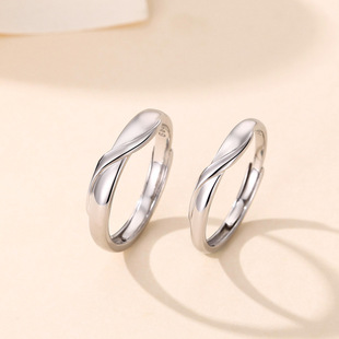 S999纯银520结婚情侣对戒韩版男女开口戒指七夕纪念日生日礼物女-阿里巴巴
