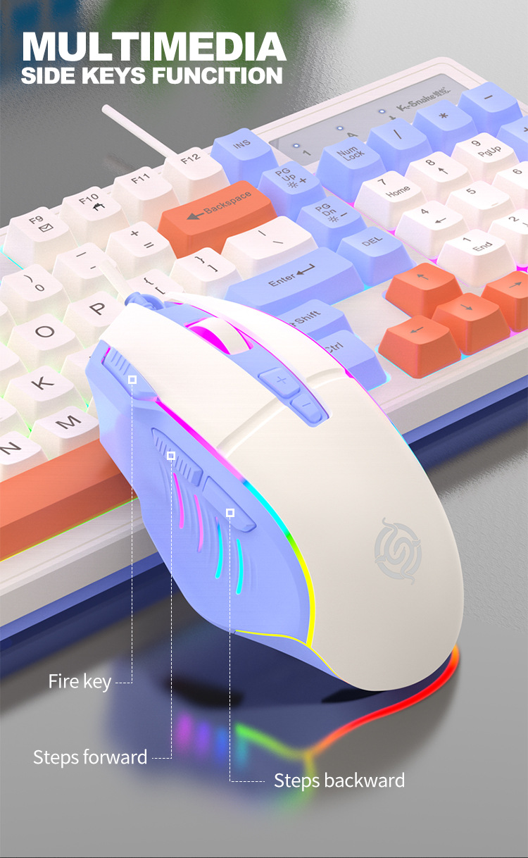 蝰蛇 KM800有线机械手感键盘鼠标套装98键电竞游戏电脑笔记本办公-阿里巴巴