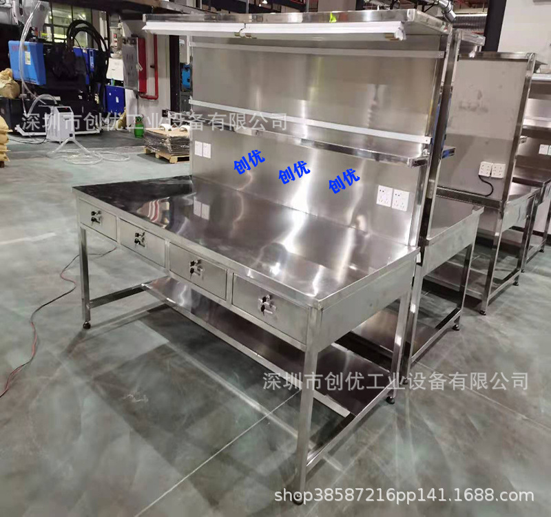 高档实验台全304不锈钢操作台铺玻璃无尘洁净打样车间检验测试台-阿里巴巴