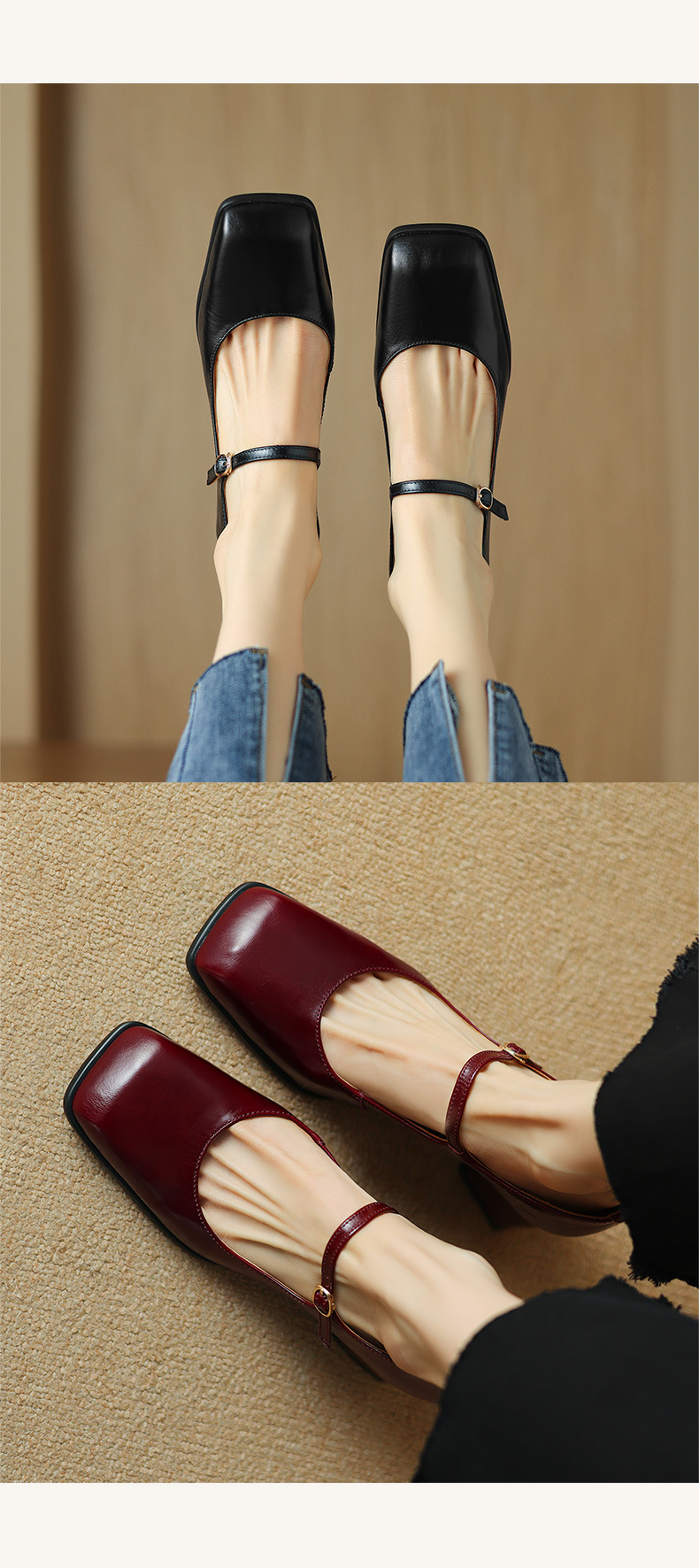 CHIKO Mae Square Toe Block Heels Mary Jane Shoes