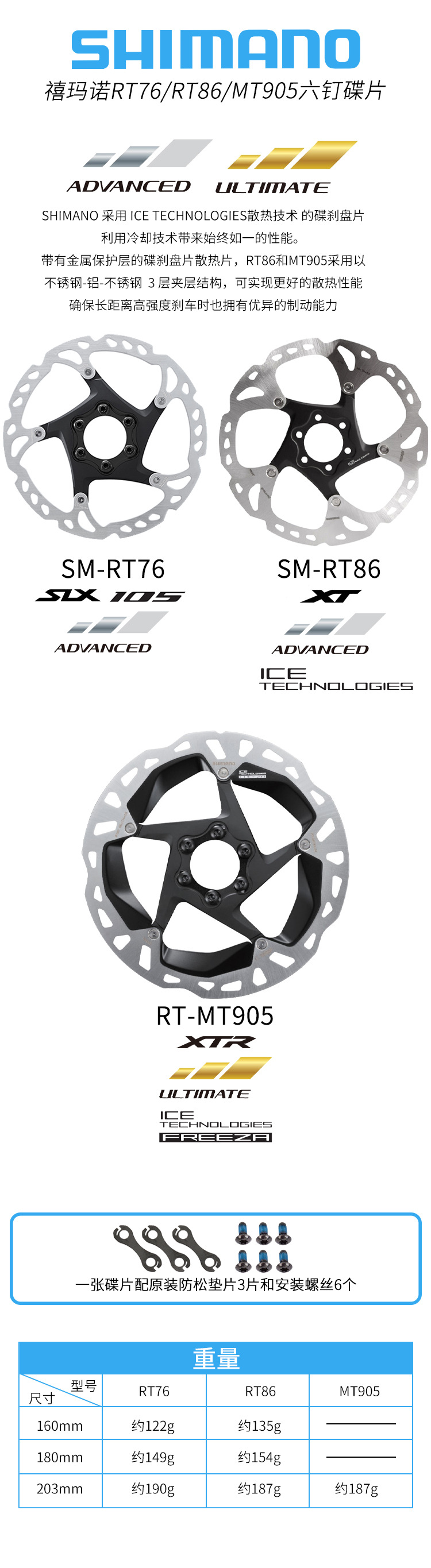 SHIMANO喜玛诺SM-RT26/RT56/RT66/RT86碟片山地车六钉碟刹盘片-阿里巴巴