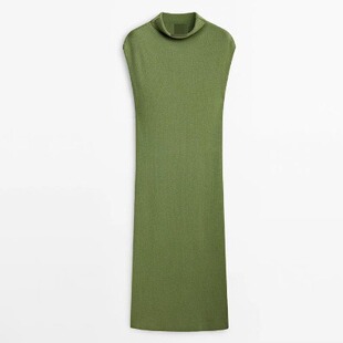 BM&MD&ZA秋新款女装气质绿色高领加长针织短袖连衣裙06625524526-阿里巴巴