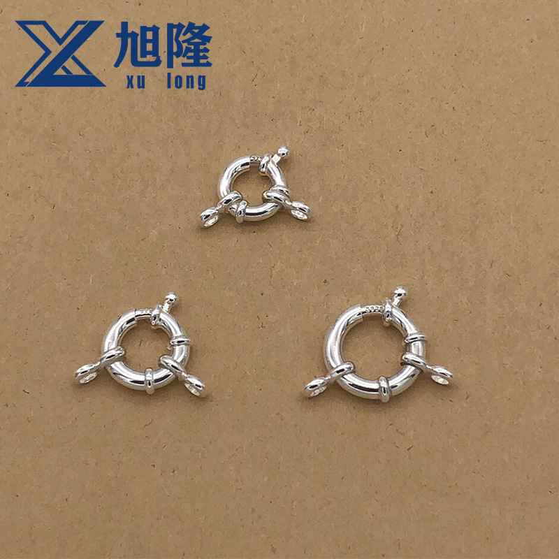 S925银水泡扣 珍珠项链弹簧扣复古罗马扣 圆形DIY链接头银饰品扣-阿里巴巴