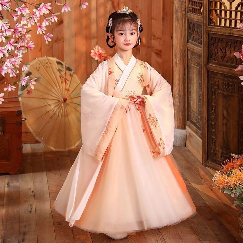 Girls hanfu Kids Hanfu princess cosplay fairy dresses girls tang suit ...