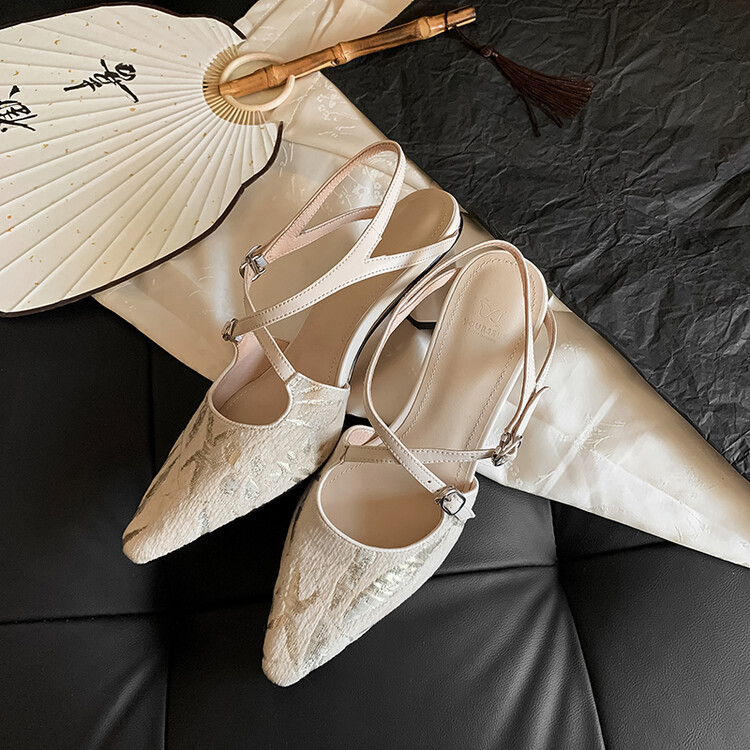 CHIKO Jala Pointy Toe Block Heels Slingback Shoes