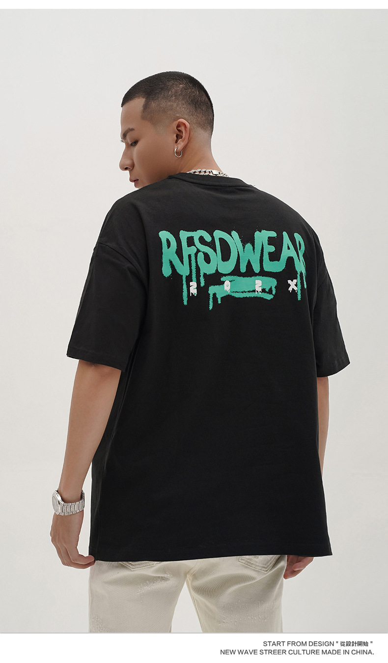 RFSD男装|趣味英文印花T恤2023夏季新品潮牌版型230g纯棉短袖男-阿里巴巴