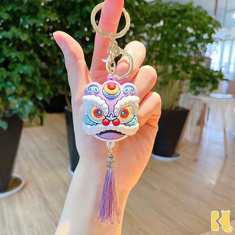 Creative festive lion head key good luck Chinese wind god wealth safety ...