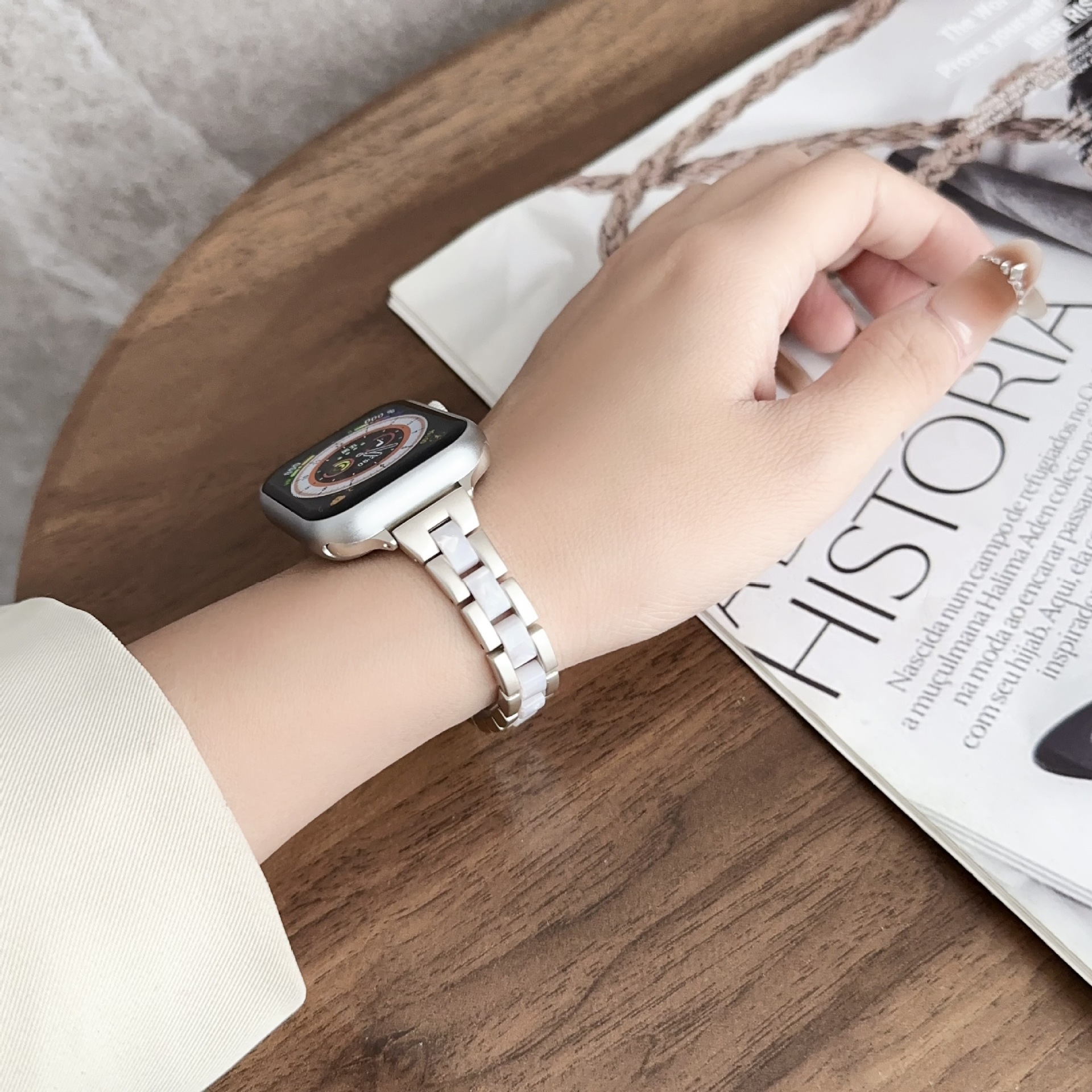 适用于苹果手表瘦身金属拼树脂金属表带Apple watch8/SE/7/6/5/43-阿里巴巴