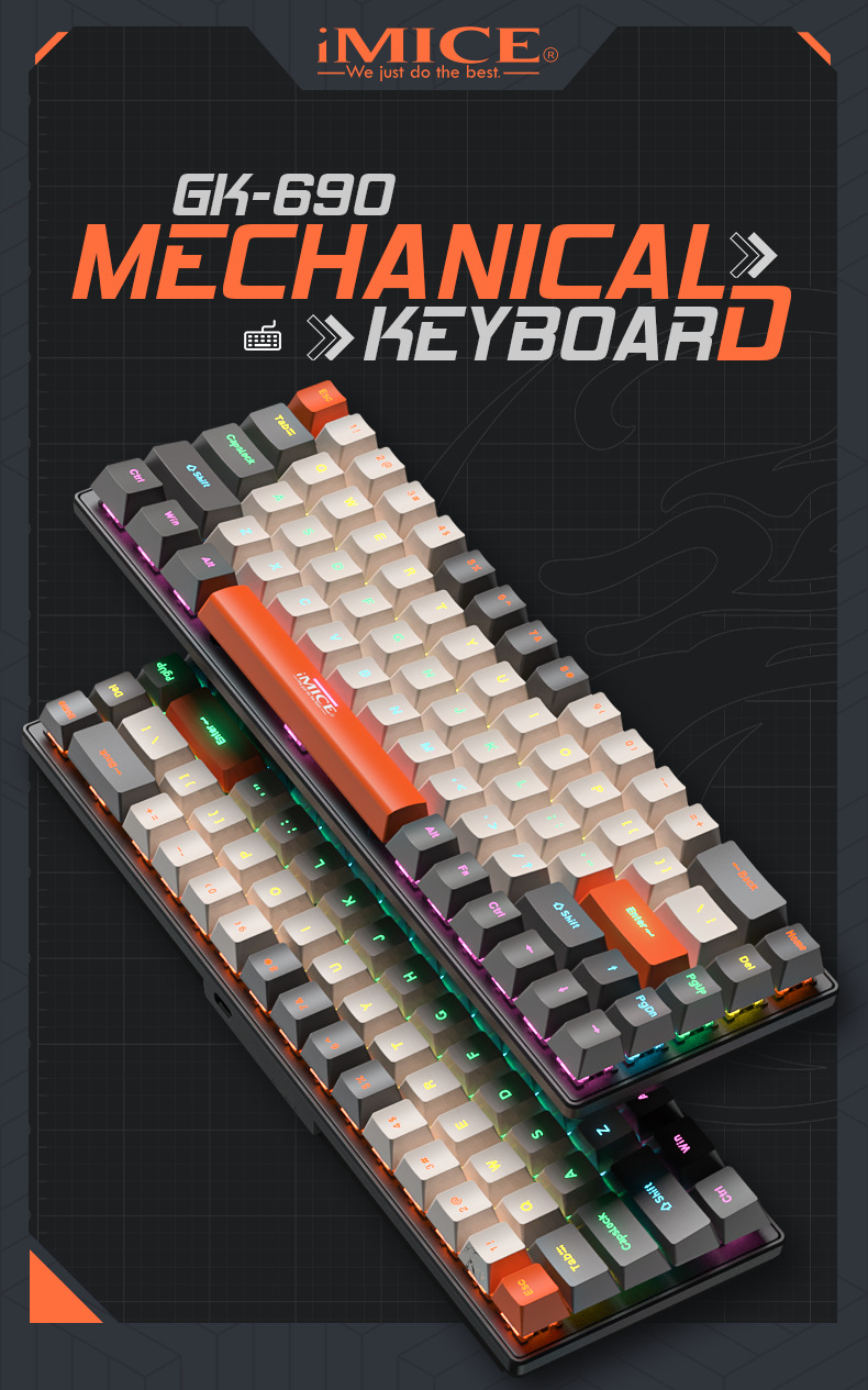 IMICE英文小语种客制化机械键盘TYPE-C有线青轴红轴茶轴黑轴现货-阿里巴巴