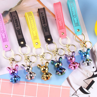 个性创意电镀浅变色暴力兔钥匙扣挂件小兔子钥匙链挂饰小礼品赠送-阿里巴巴
