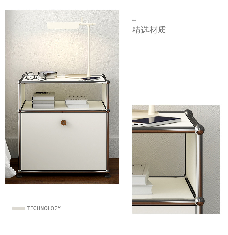 复古usm柜床头柜不锈钢餐边柜卧室床边柜收纳柜储物柜简约装饰柜-阿里巴巴