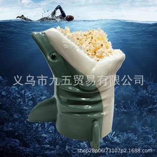 跨境新品 Sharks Popcorn Bucket 鲨鱼爆米花桶50周年纪念桶-阿里巴巴