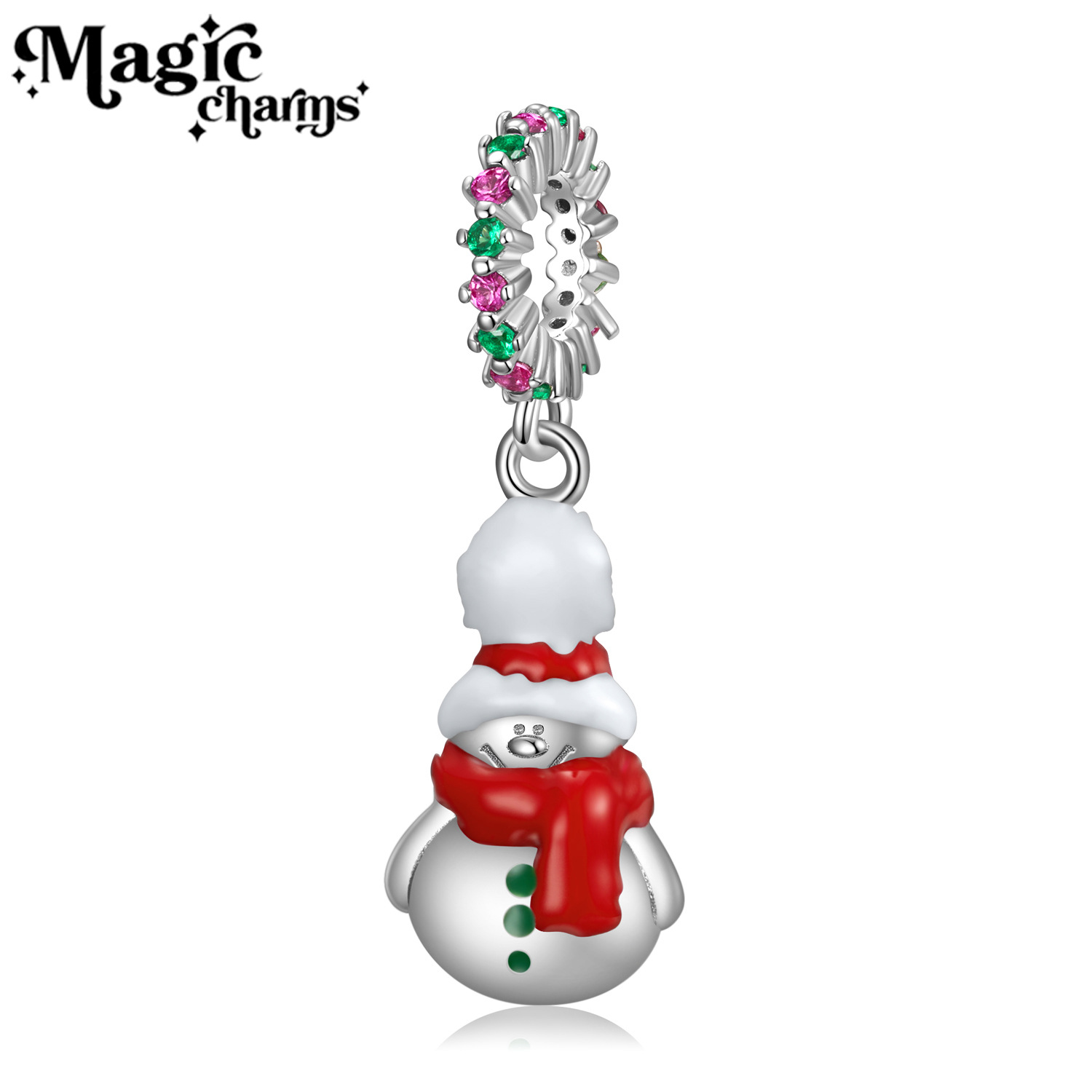 2022新款圣诞雪人吊坠S925纯银珐琅手链项链diy配件圣诞节饰品-阿里巴巴