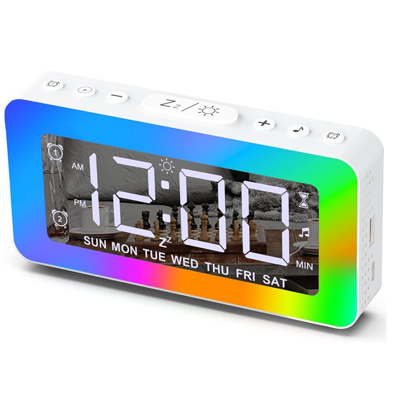跨境热销高清镜面多功能LED闹钟 学生宿舍夜灯数字闹钟起床闹铃-阿里巴巴