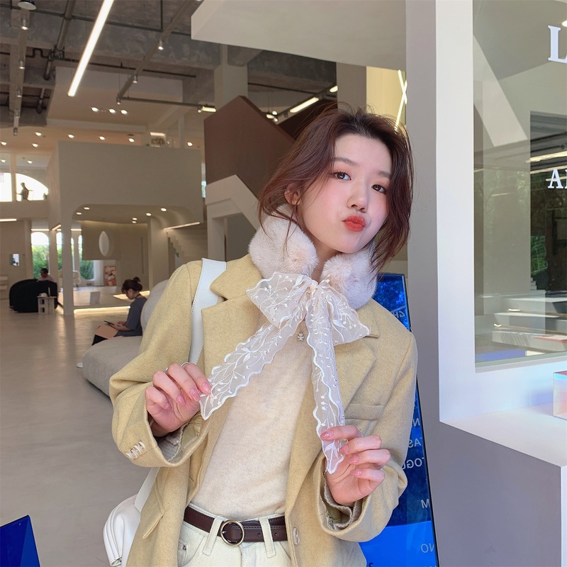 Dickey collar coat detachable collar faux fur scarf pure and fresh bud ...