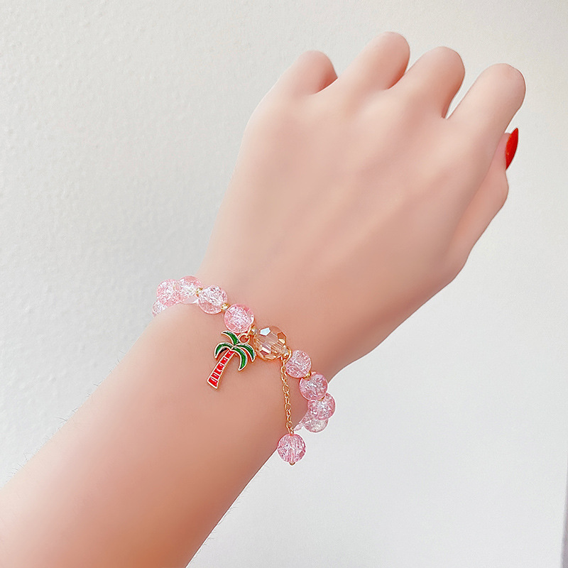 Cartoon children bracelet female baby cute girls princess glass beads ...