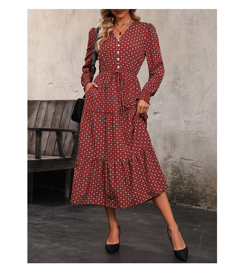 New Fashion Women's Long Sleeve Printed Autumn Dress