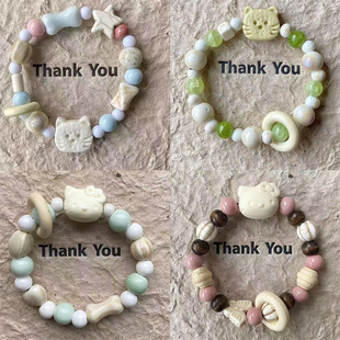 景德小景德镇陶瓷手链女饼干猫咪小熊中式串珠手串学生闺蜜礼物女-阿里巴巴