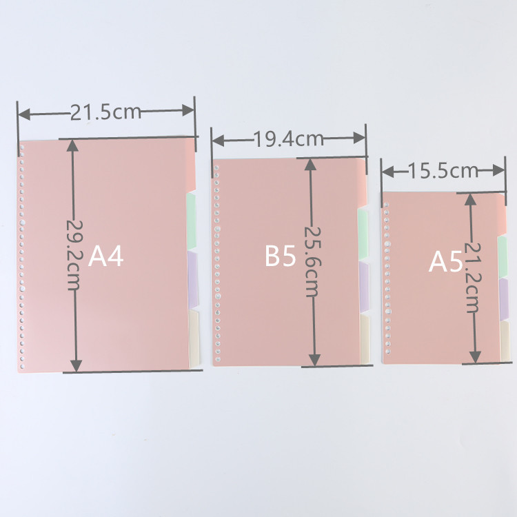 20 holes A5 five-color grass manuscript separator page 26 holes B5 plastic loose-leaf ...