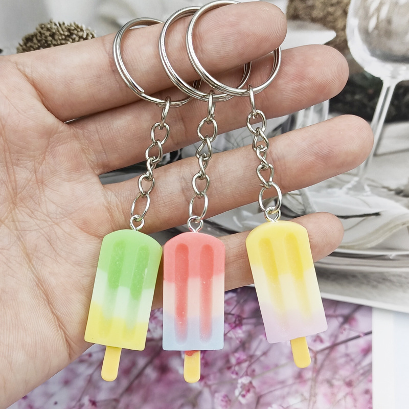 Resin simulation gradient color ice cream popsicle ice cream key chain ...