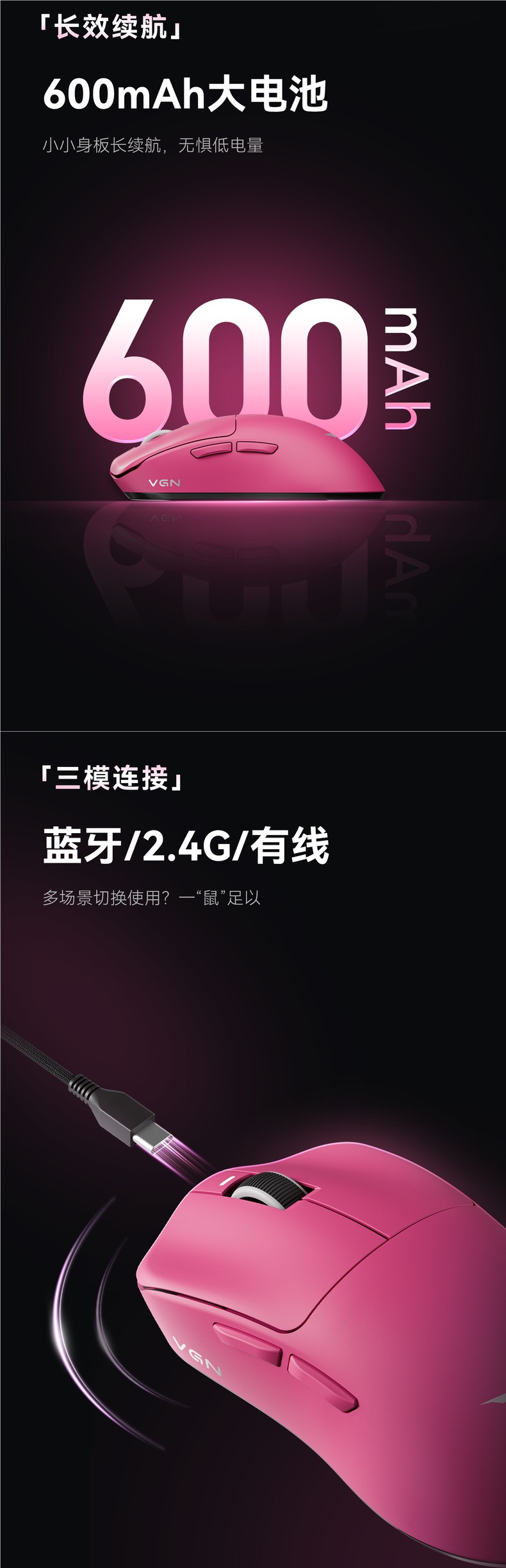 VGN蜻蜓F1SE电竞游戏长续航无线蓝牙三模全能鼠标有线笔记本电脑-阿里巴巴