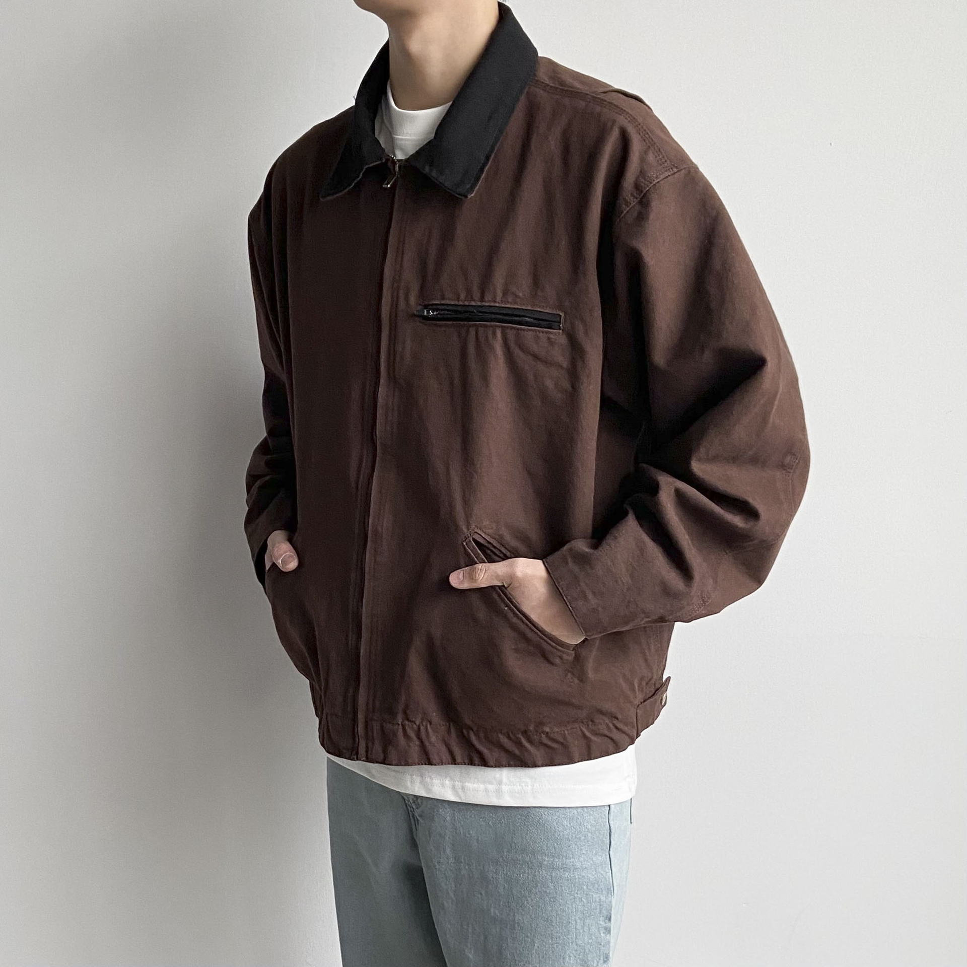 春秋季美式底特律j97夹克男cleanfit工装休闲拉链外套潮流水洗j01-阿里巴巴