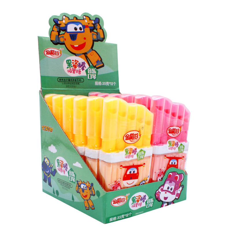 Golden rice 35g straw sugar music harmonica suction fruit flavor ...