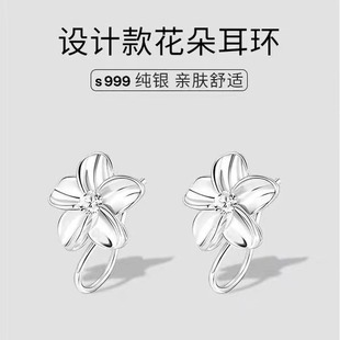 s999纯银钻石花朵耳钉女新款轻奢小众时尚设计款ins耳饰一件代发-阿里巴巴