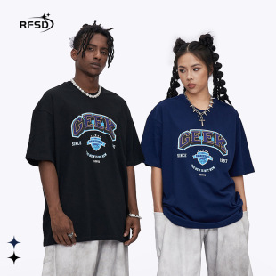 RFSD男装|美潮字母T恤2024春夏新品街头潮牌宽松短袖圆领上衣男-阿里巴巴