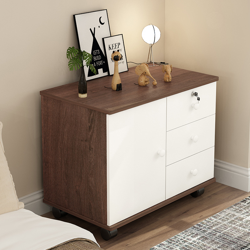 Wooden Office Cabinet File Cabinet with Lock Three Drawers Data Cabinet ...