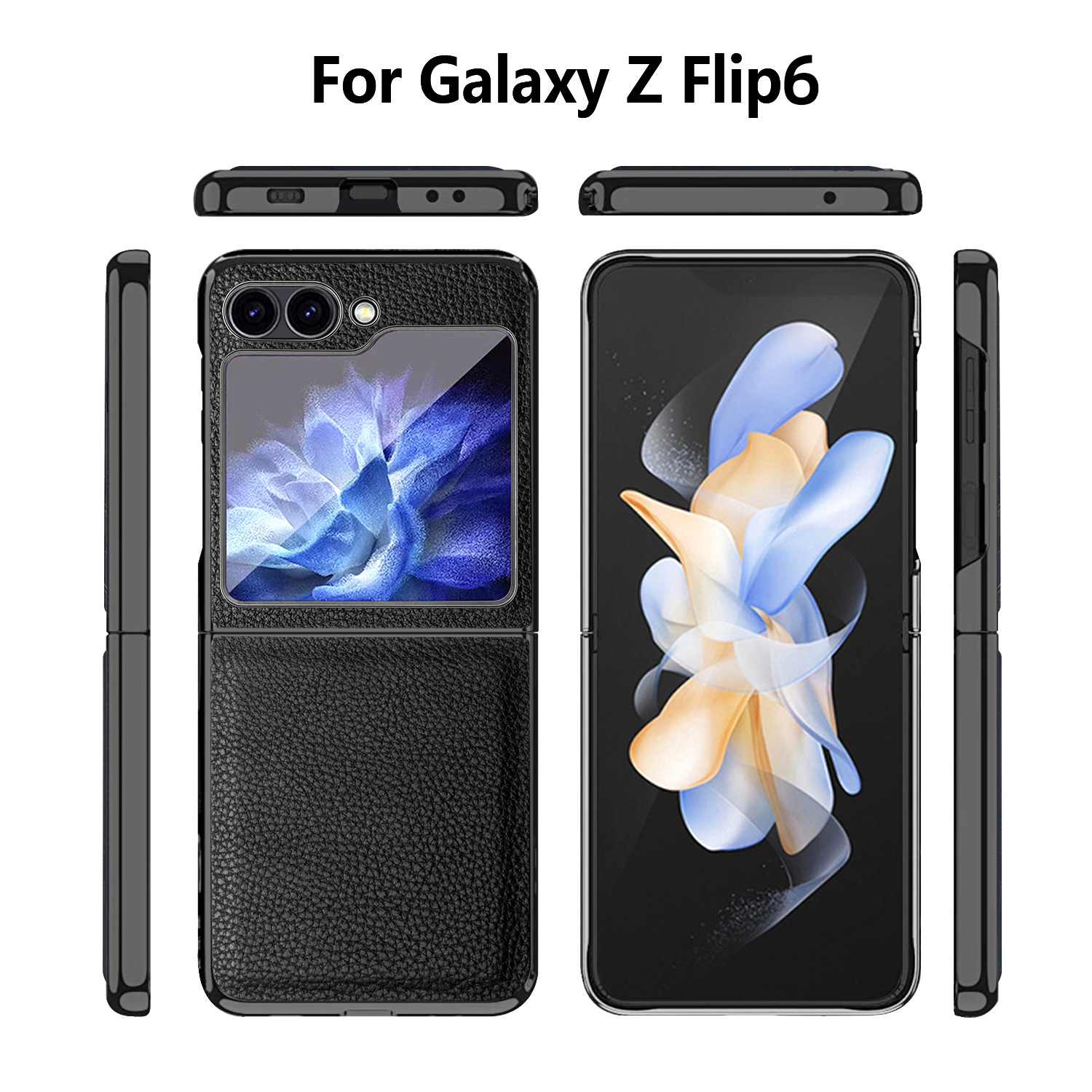 热销适用三星zflip6电镀全包防摔手机壳荔枝纹折叠屏保护皮套防刮-阿里巴巴