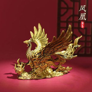 铜凤凰摆件龙凤呈祥工艺品客厅卧室凤凰吉祥物办公室结婚礼物凤冠-阿里巴巴