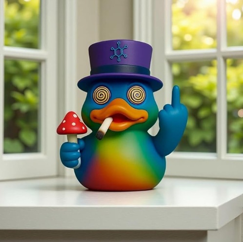 跨境新款Middle Finger Psychedelic Duck中指迷幻鸭创意雕像摆件-阿里巴巴