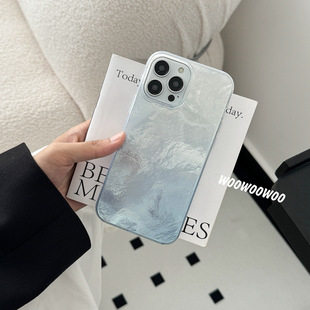 WOOWOOWOO小众ins清新浅蓝色锡纸纹渐变双层适用苹果15手机壳ip16-阿里巴巴