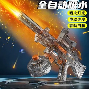 跨境UMP45电动连发水枪自动吸水联动回膛发光喷水滋水枪儿童玩具-阿里巴巴