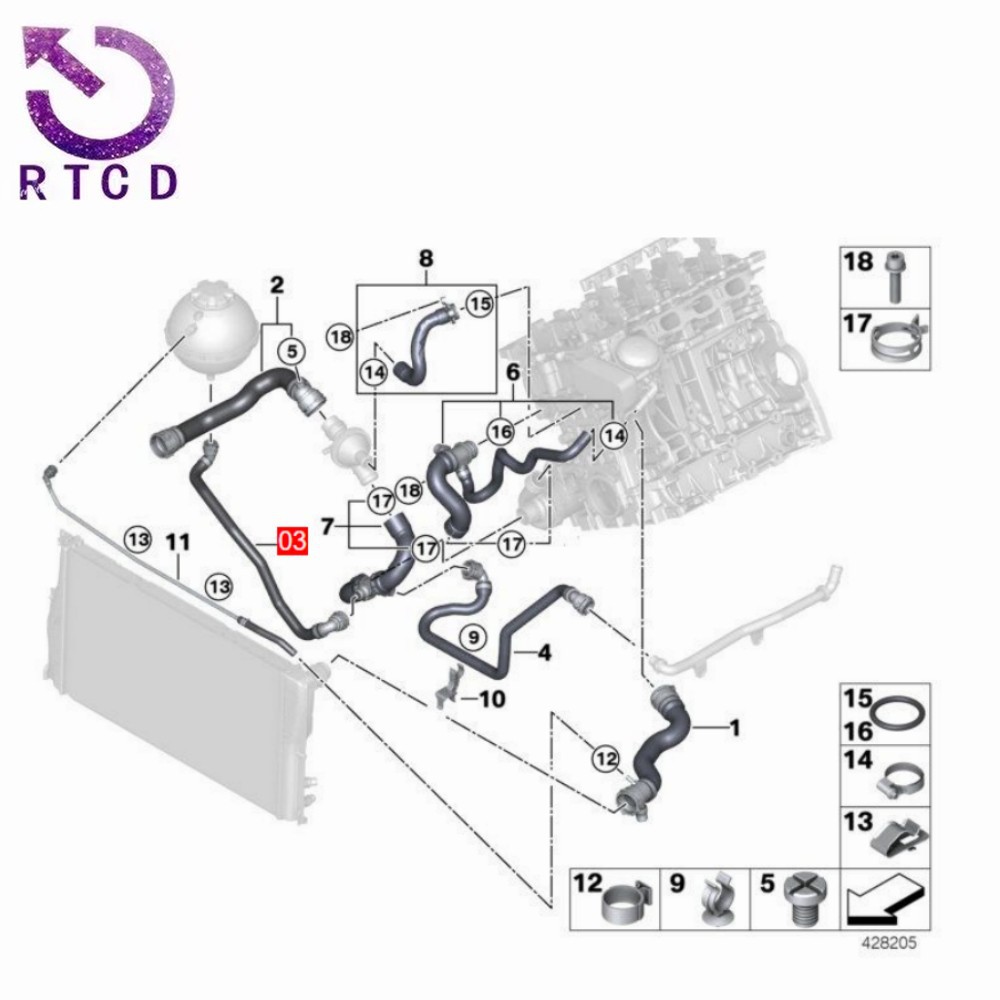 水箱散热器软管 17127619687 适用宝马5系F10 F11 F18-阿里巴巴