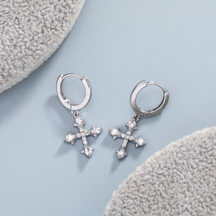 欧美TEMU闪钻十字架耳环个性潮流轻奢小众设计感耳饰批发-阿里巴巴