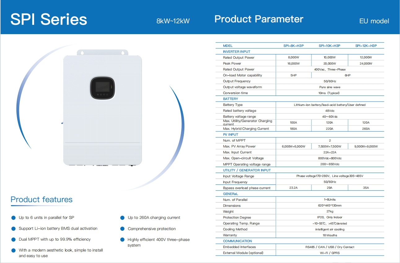 硕日SRNE 三相10-12KW离网光伏逆变器 SPI-10/12K-H3P 欧标可并机-阿里巴巴