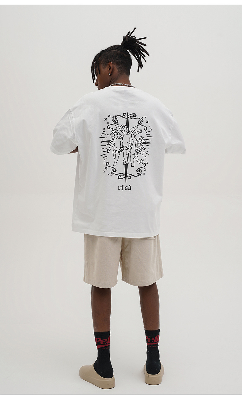 RFSD男装|天使印花短袖T恤2023夏季新品潮牌宽松街头纯棉短袖男女-阿里巴巴