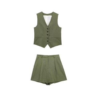 TAOP&ZA夏季新款女装修身显瘦亚麻混纺背心马甲上衣3102939 544-阿里巴巴