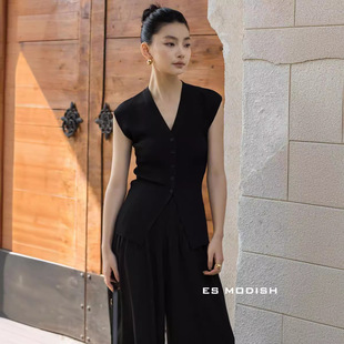 ES MODISH 春季新品法式小众设计弹力修身V领针织衫气质休闲上衣-阿里巴巴