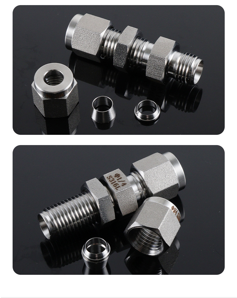 316L不锈钢卡套穿板接头 6/8/10/12/14mm304不锈钢卡套式直通穿板-阿里巴巴