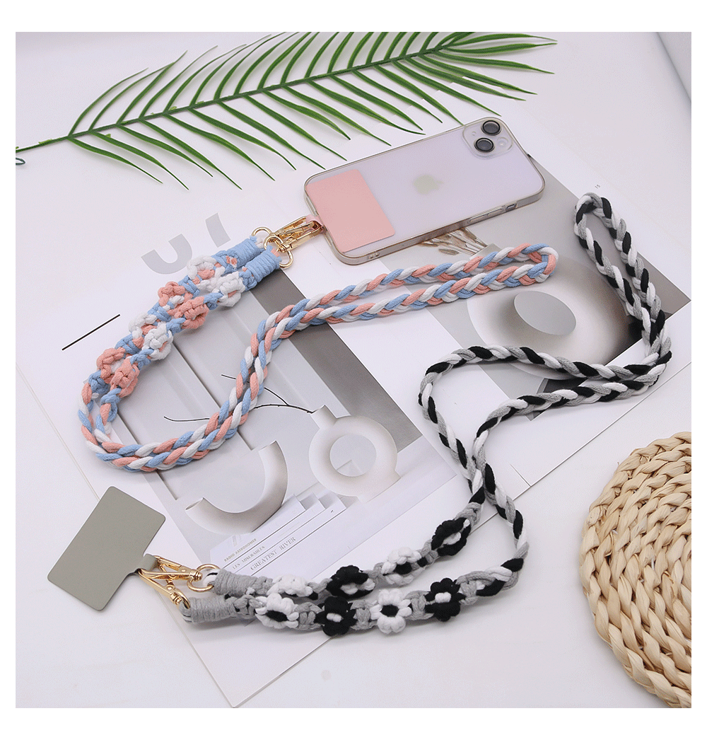 波西米亚编织花朵手机挂绳雏菊花斜跨挂脖手机链包带包包挂绳-阿里巴巴