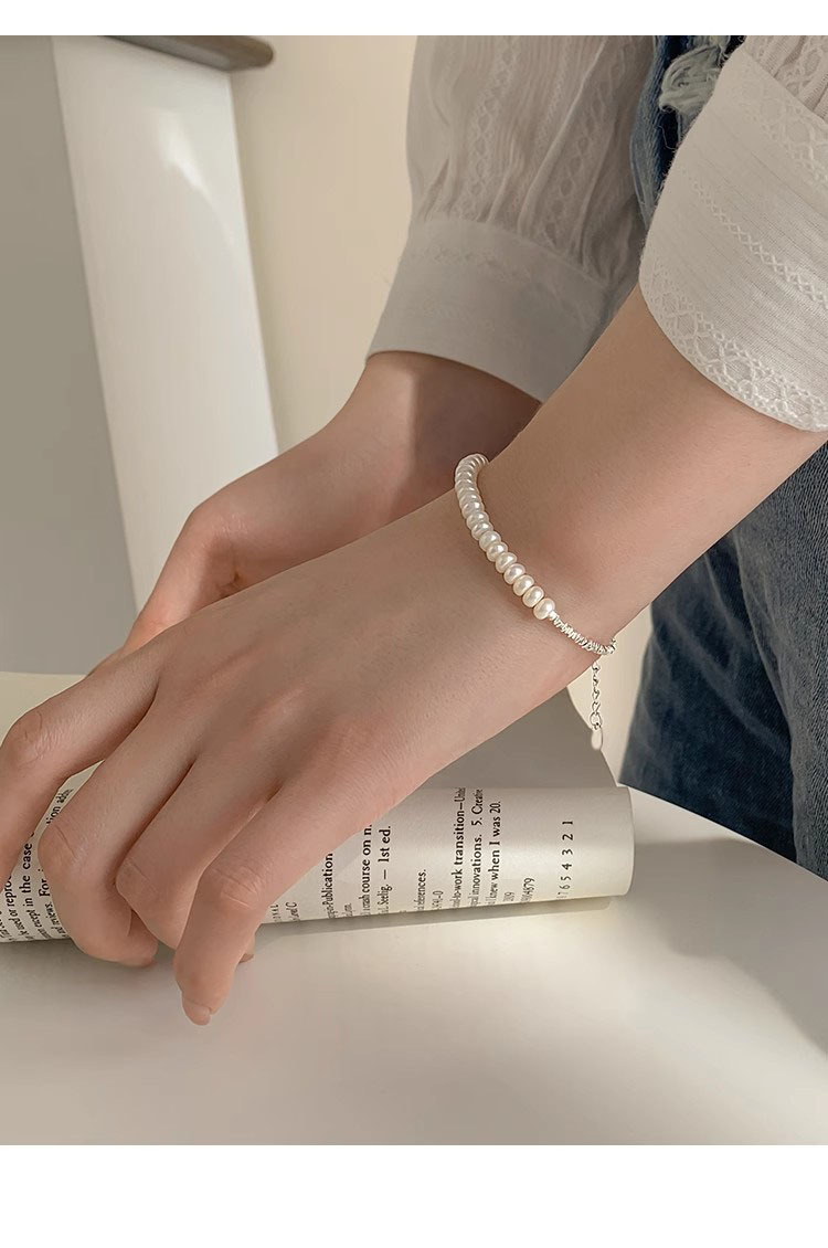 s925纯银天然淡水珍珠碎银子手链女小米珠手串气质百搭不规则手饰-阿里巴巴