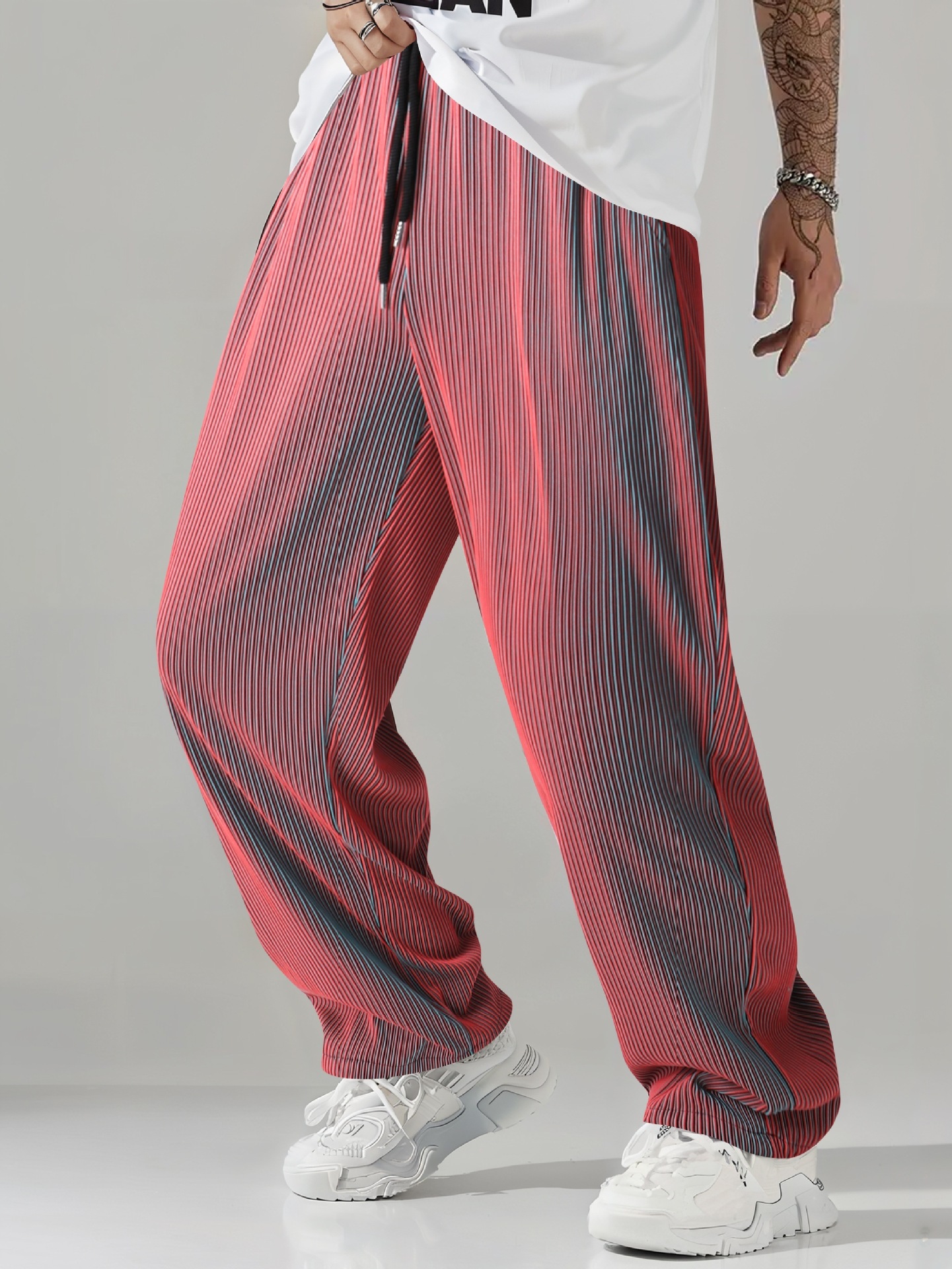 [Polyester Striped Pants] Breathable Polyester Men's Casual-阿里巴巴