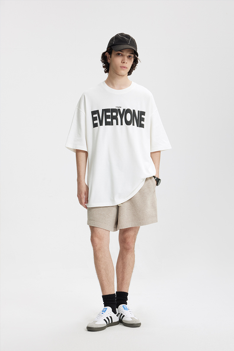 捷展男装|265G美式发泡印花宽版T恤2025春夏新品街头潮牌重磅短袖-阿里巴巴